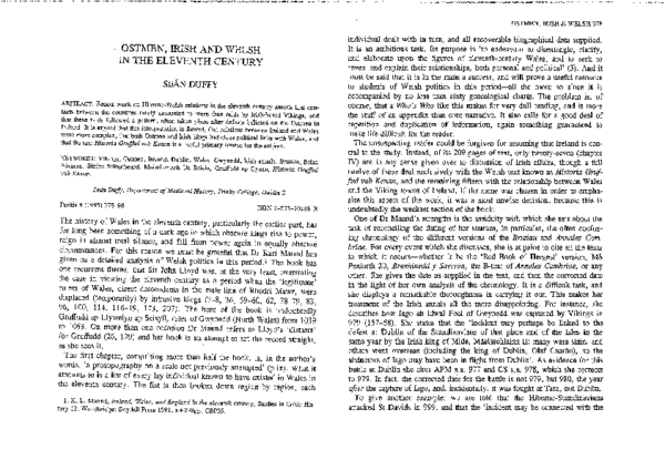 (PDF) 'Ostmen, Irish and Welsh in the eleventh century', Peritia, 9 ...
