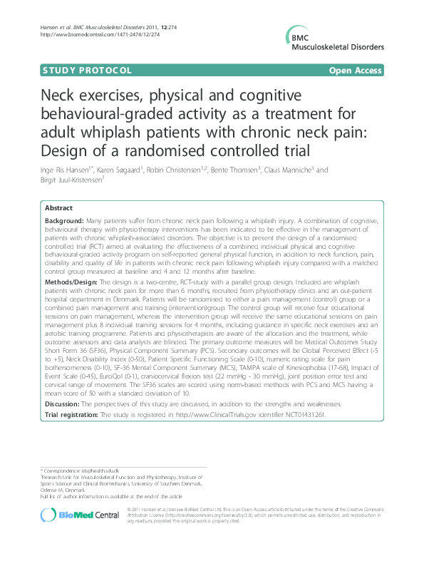 (PDF) Neck exercises, physical and cognitive behavioural-graded ...