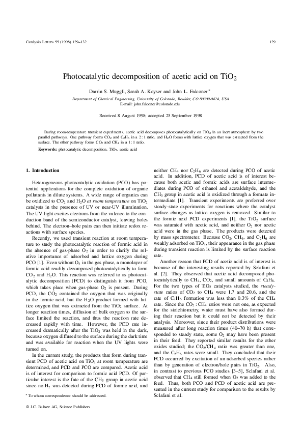 (PDF) Photocatalytic decomposition of acetic acid on TiO 2