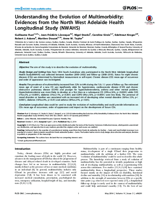 (PDF) Understanding the Evolution of Multimorbidity: Evidences from the North West Adelaide ...