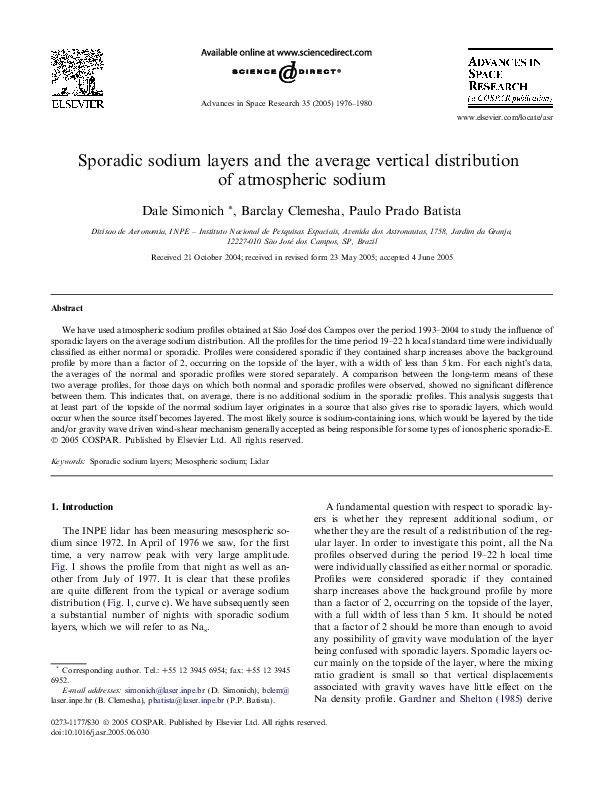 (PDF) Sporadic sodium layers and the average vertical distribution of ...