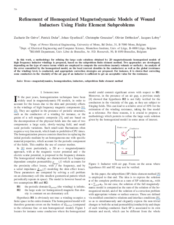 (PDF) Refinement of Homogenized Magnetodynamic Models of Wound Inductors Using Finite-Element ...