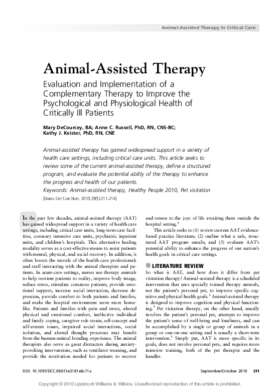 (PDF) Animal-Assisted Therapy