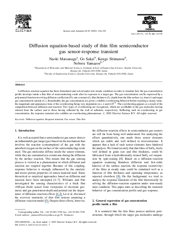 (PDF) Diffusion equation-based study of thin film semiconductor gas ...