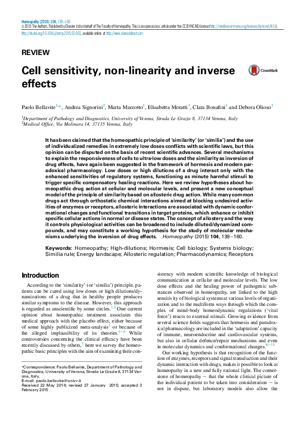 (PDF) Cell sensitivity, non-linearity and inverse effects