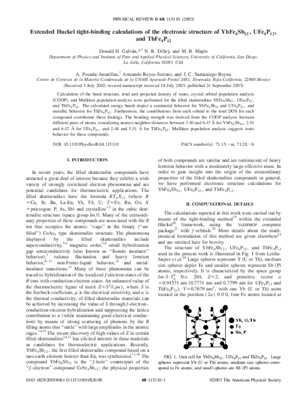 (PDF) Extended Huckel tight-binding calculations of the electronic ...