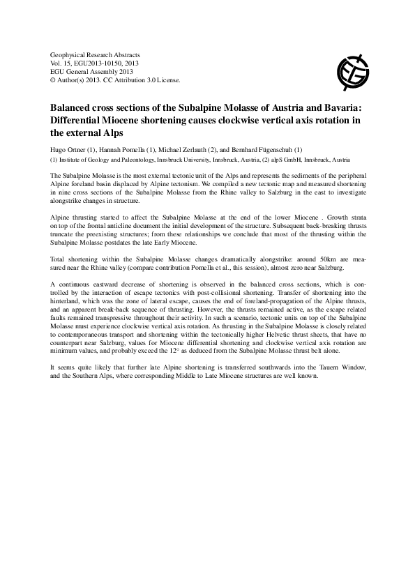 (PDF) Balanced cross sections of the Subalpine Molasse of Austria and ...