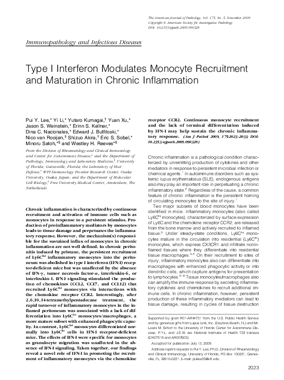 (PDF) Type I Interferon Modulates Monocyte Recruitment and Maturation ...