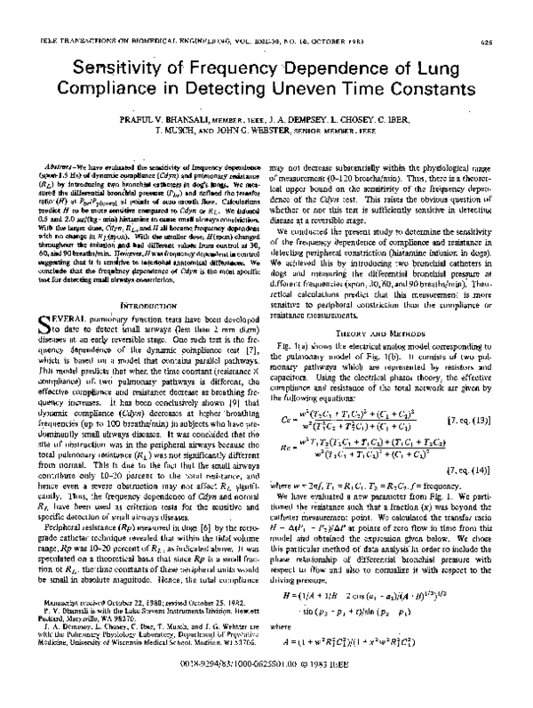(PDF) Sensitivity of Frequency Dependence of Lung Compliance in ...