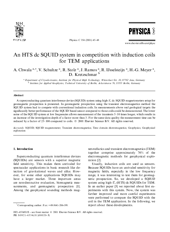 (PDF) An HTS dc SQUID system in competition with induction coils for TEM applications