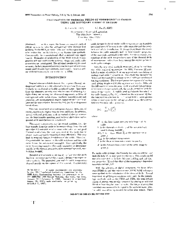 (PDF) Calculation of thermal fields of underground cables using the boundary element method ...
