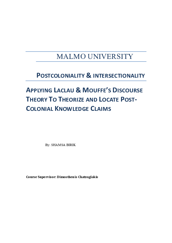 (PDF) Applying Laclau & Mouffe's Discourse Theory To Theorize And ...