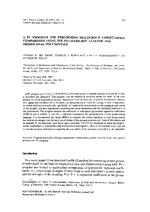(PDF) A PC program for performing multigroup longitudinal comparisons using the Potthoff-Roy ...