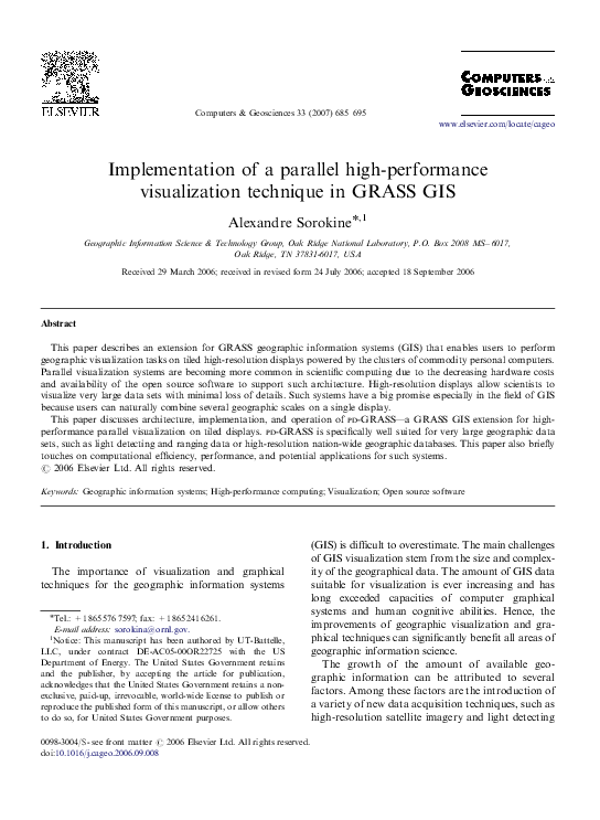 (PDF) Implementation of a parallel high-performance visualization technique in GRASS GIS
