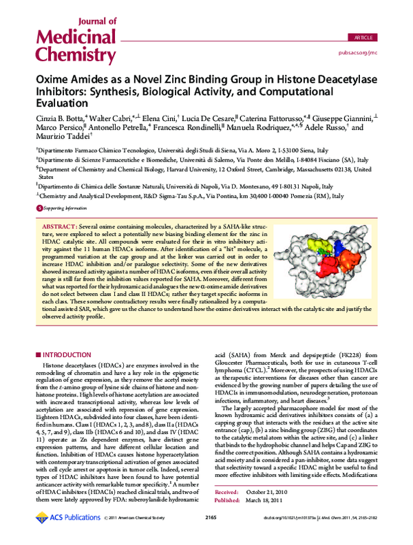 (PDF) Oxime amides as a novel zinc binding group in histone deacetylase ...
