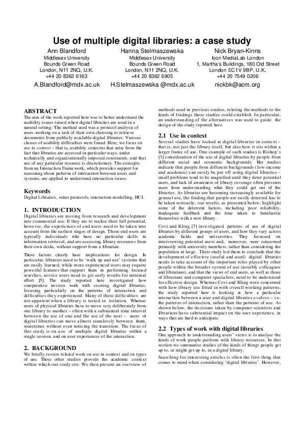 (PDF) Use of multiple digital libraries: a case study