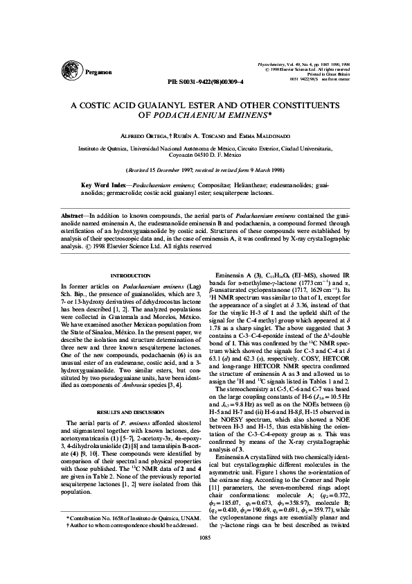 (PDF) A costic acid guaianyl ester and other constituents of ...