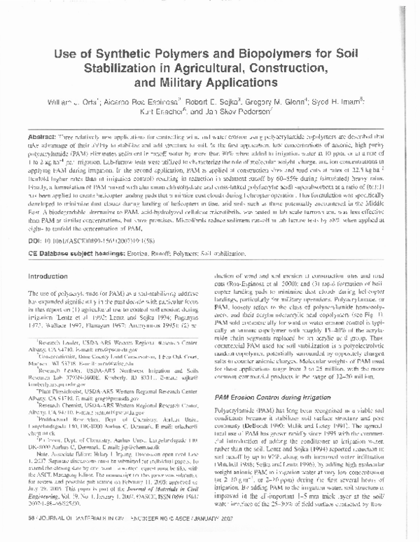 (PDF) Use of Synthetic Polymers and Biopolymers for Soil Stabilization ...