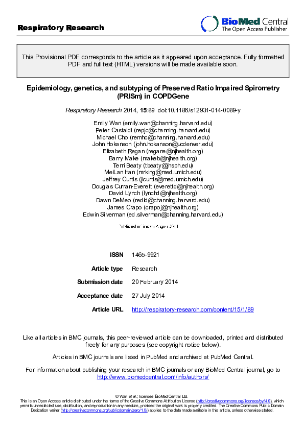 (PDF) Epidemiology, genetics, and subtyping of preserved ratio impaired ...