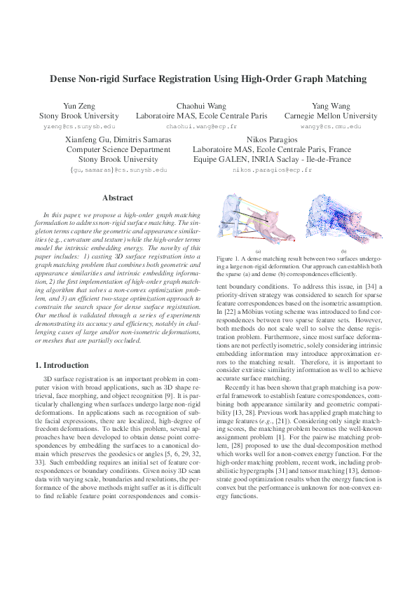 (PDF) Dense non-rigid surface registration using high-order graph matching