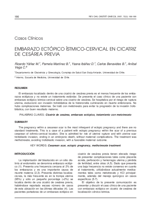 (PDF) EMBARAZO ECTÓPICO ÍSTMICO-CERVICAL EN CICATRIZ DE CESÁREA PREVIA