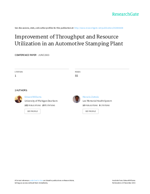 (PDF) Improvement of Throughput and Resource Utilization in an ...