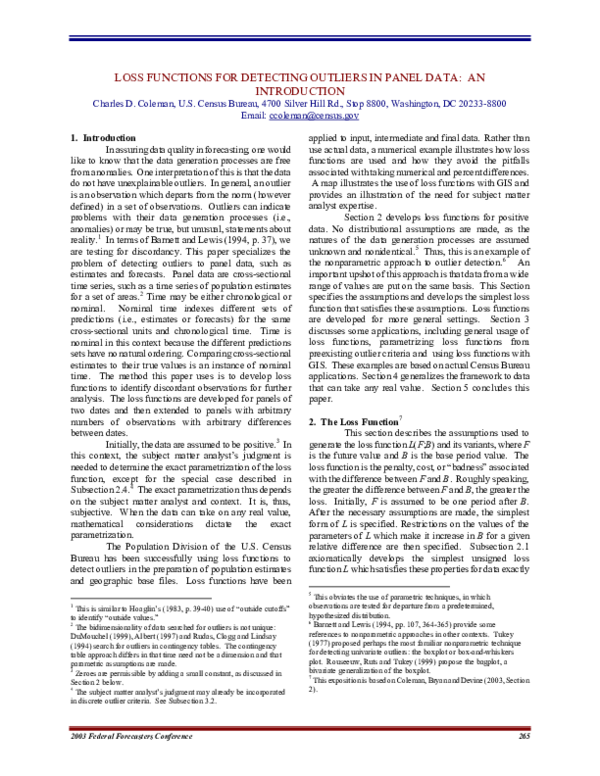(PDF) LOSS FUNCTIONS FOR DETECTING OUTLIERS IN PANEL DATA: AN INTRODUCTION | Charles D Coleman ...