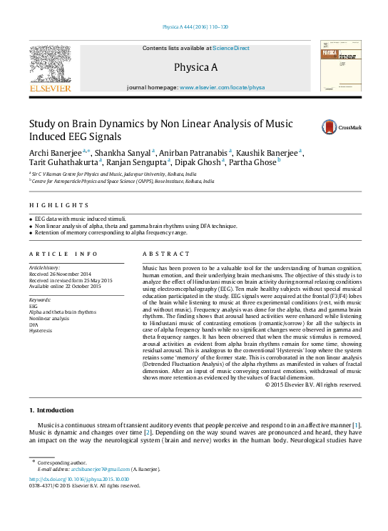(PDF) STUDY ON BRAIN DYNAMICS BY NON LINEAR ANALYSIS OF MUSIC INDUCED EEG SIGNALS