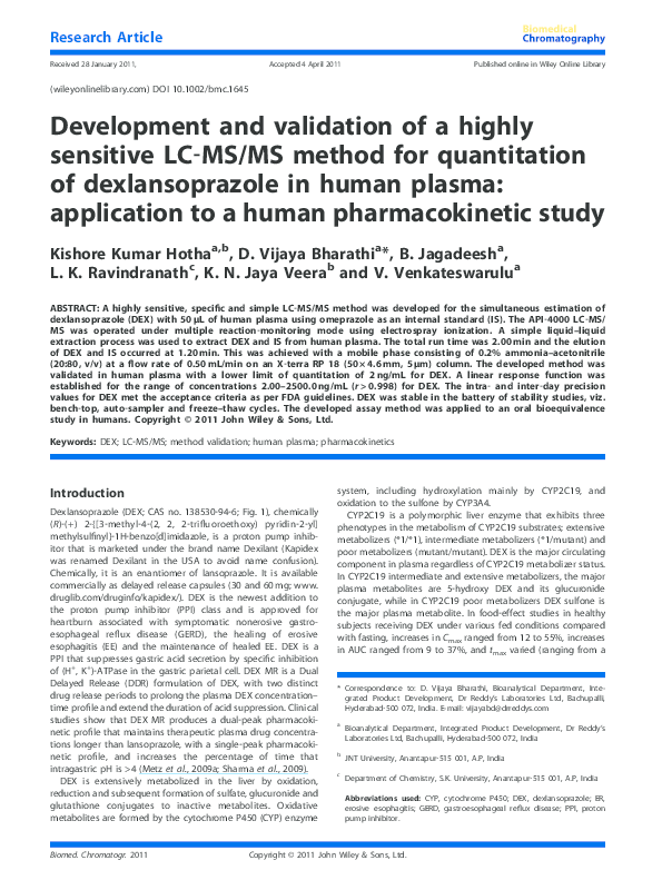 Pdf Development And Validation Of A Highly Sensitive Lc Msms Method For Quantification Of