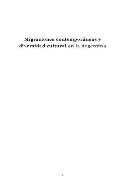 (PDF) Migraciones contemporáneas y diversidad cultural en la Argentina