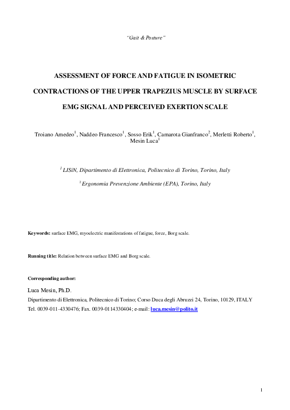 (PDF) Assessment of force and fatigue in isometric contractions of the ...