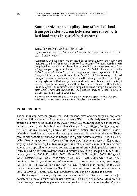 (PDF) Sampler size and sampling time affect bed load transport rates ...
