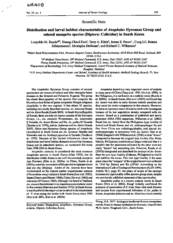 (PDF) Species composition, larval habitats, seasonal occurrence and distribution of potential ...