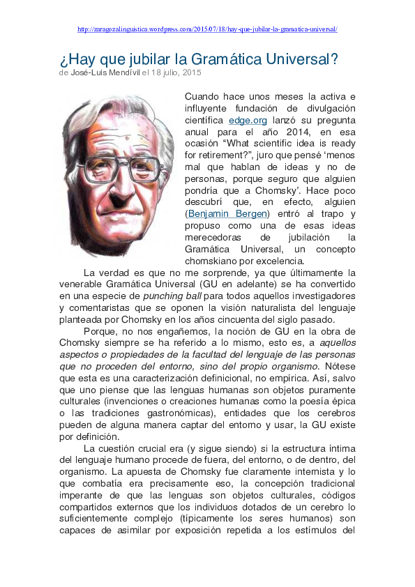 (PDF) ¿Hay que jubilar la Gramática Universal?