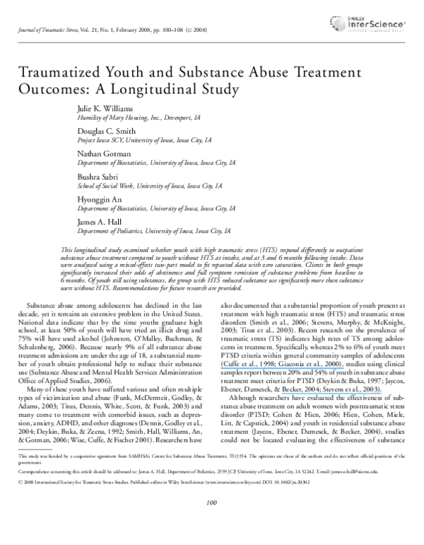 (PDF) Traumatized youth and substance abuse treatment outcomes: A ...
