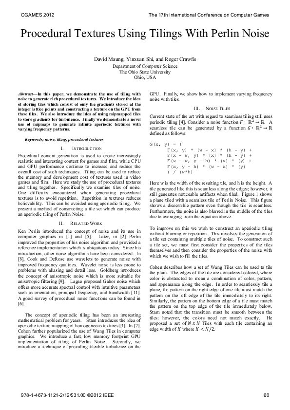 (PDF) Procedural textures using tilings with Perlin Noise