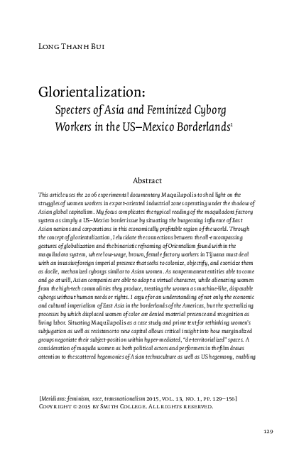 Bui, Long T. “Glorientalization: Specters of Asia and Feminized Cyborg ...