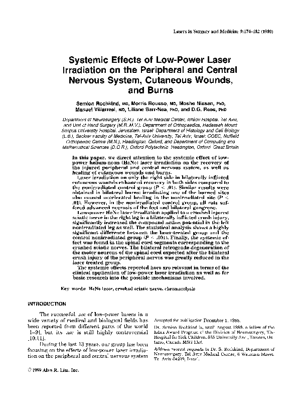 (PDF) Systemic effects of low-power laser irradiation on the peripheral ...