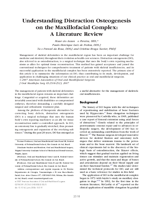 (PDF) Understanding Distraction Osteogenesis on the Maxillofacial ...