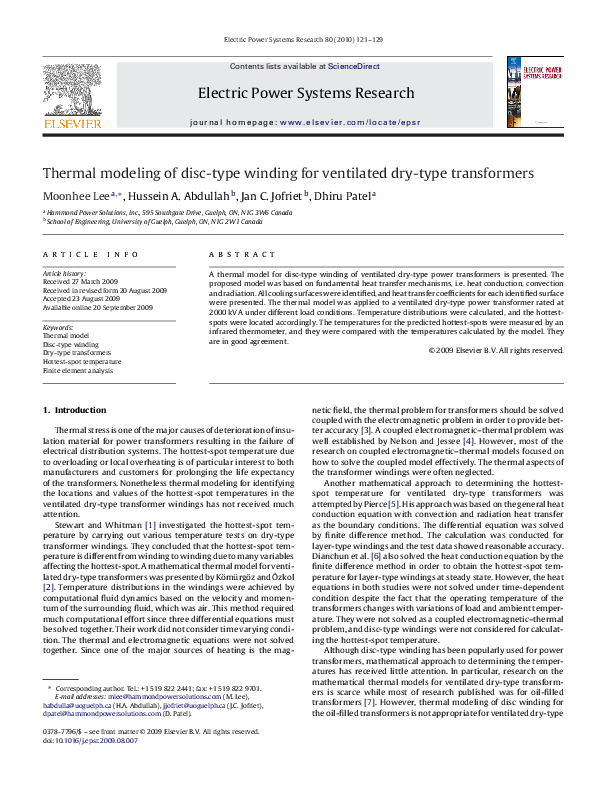 (PDF) Thermal modeling of disc-type winding for ventilated dry-type ...