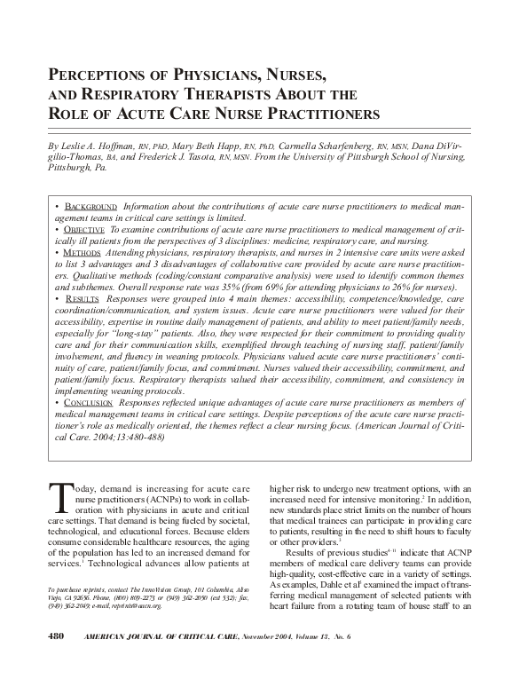 (PDF) Perceptions of physicians, nurses, and respiratory therapists ...