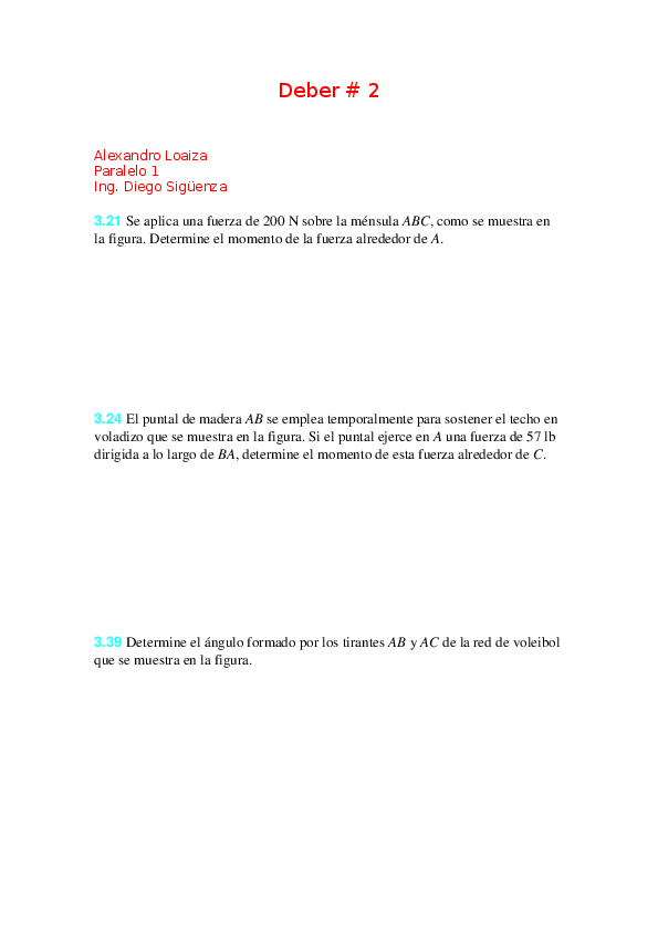 (DOC) Deber de Estatica