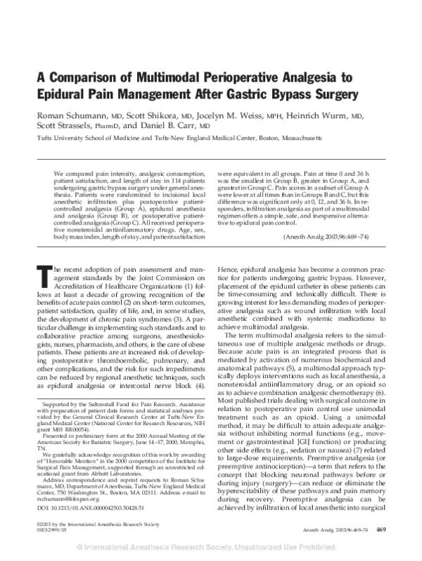 (PDF) A Comparison of Multimodal Perioperative Analgesia to Epidural ...