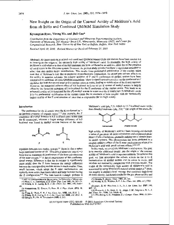 (PDF) New Insight on the Origin of the Unusual Acidity of Meldrum's ...