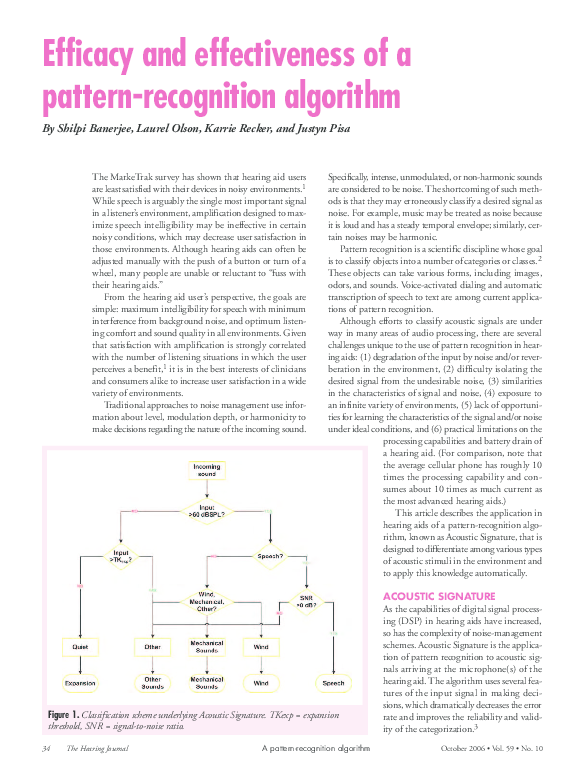 Pdf Efficacy And Effectiveness Of A Pattern Recognition Algorithm