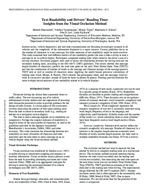 (PDF) Text Readability and Drivers’ Reading Time Insights from the ...