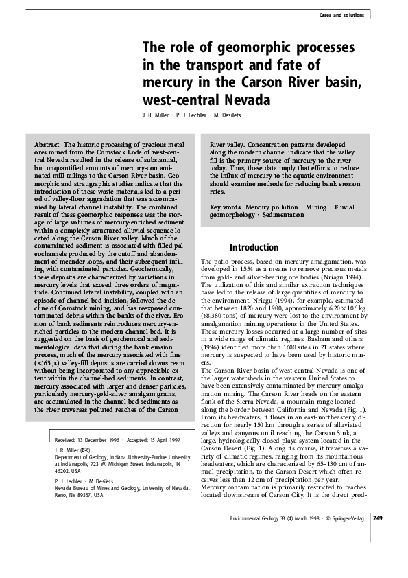 (PDF) The role of geomorphic processes in the transport and fate of ...