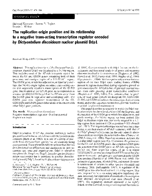(PDF) The replication origin position and its relationship to a ...
