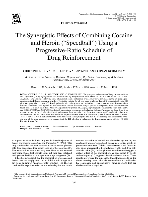 (PDF) The Synergistic Effects of Combining Cocaine and Heroin ...