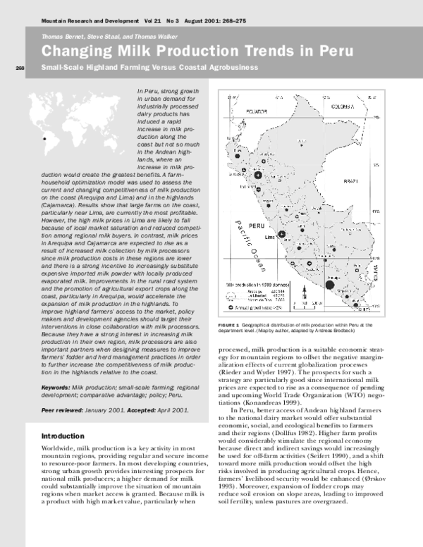 (PDF) Changing Milk Production Trends in Peru | Thomas Bernet ...